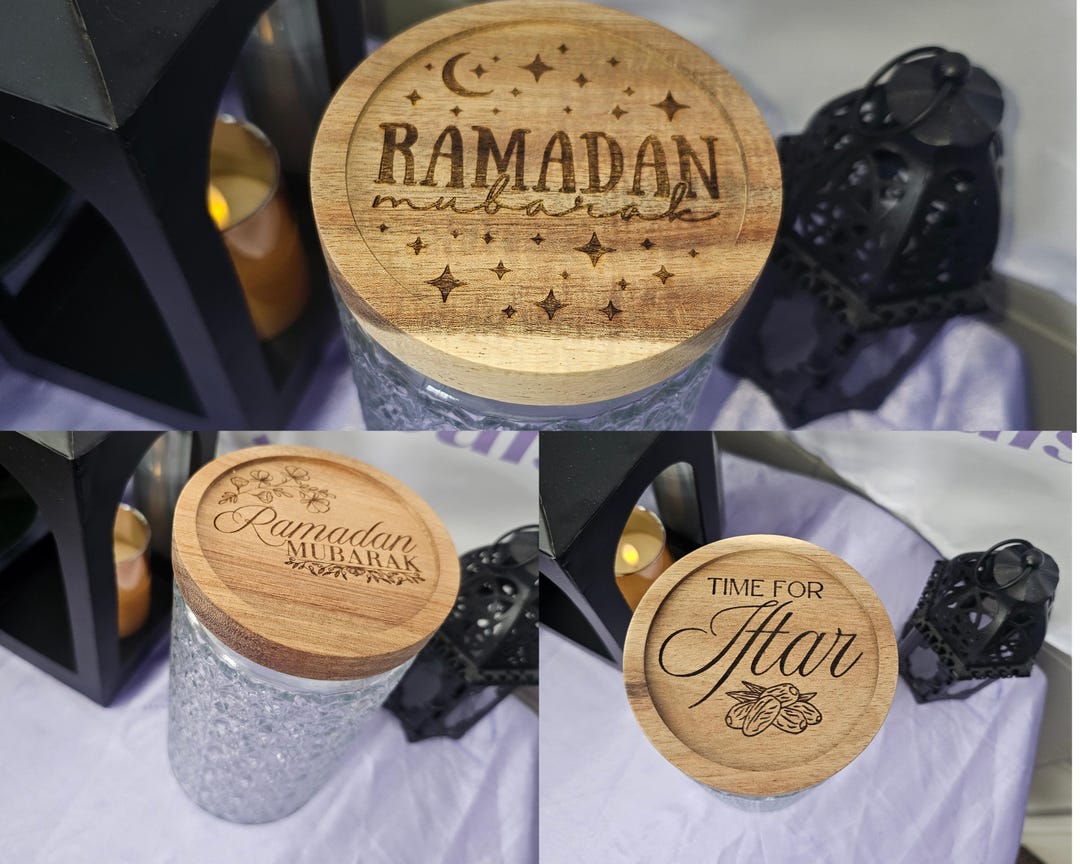 Ramadan Mubarak Jar for Food Dates Nuts Seeds Treats Candy Moon and ...