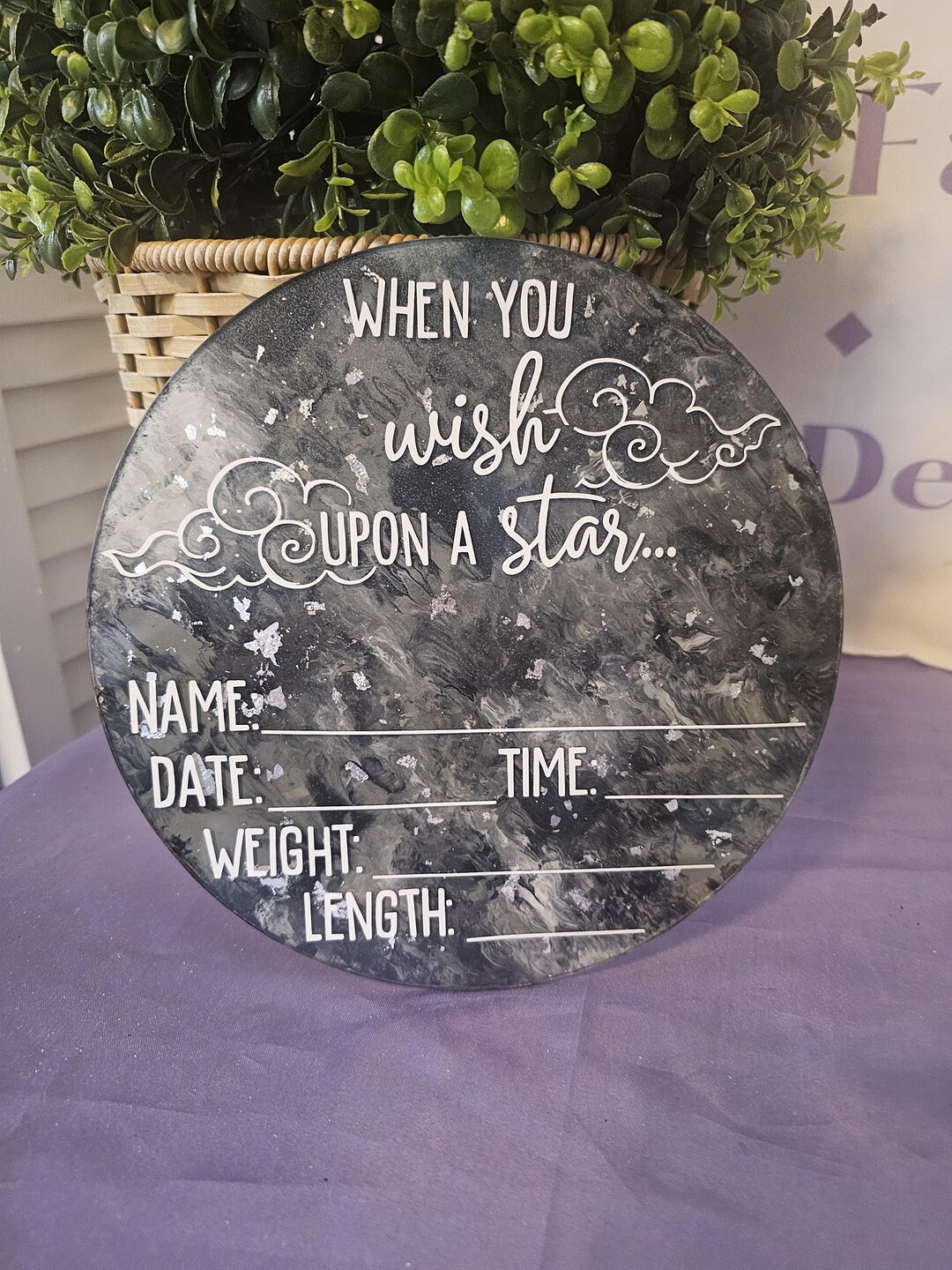 Galaxy Theme Birth Announcement | When You Wish Upon a Star Acrylic ...