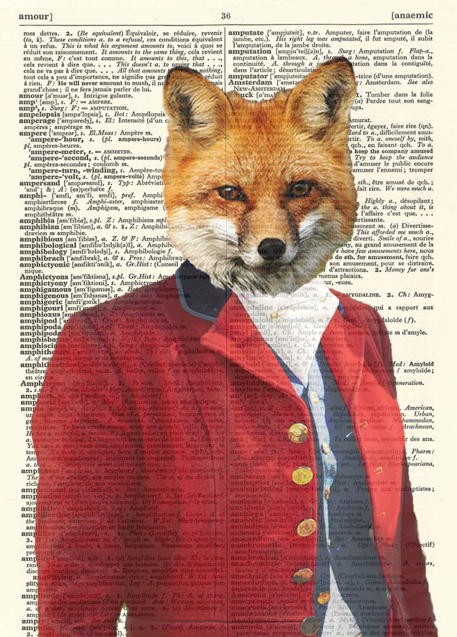 Animal Art Prints: Fun Creatures Printed on Vintage Dictionary - Etsy