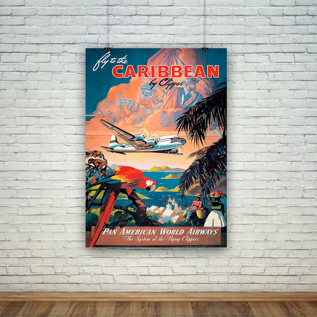 Caribbean Print: Vintage West Indies Airline Travel Poster - Etsy