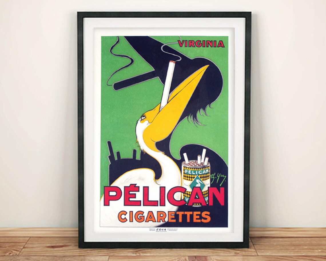 Pelican Cigarettes Poster: Vintage Tobacco Advert Print - Etsy