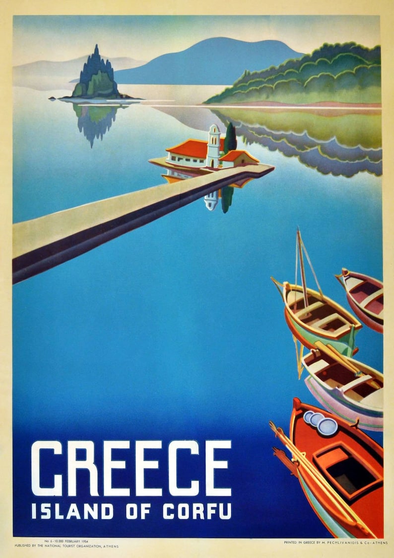 Corfu Poster: Vintage Greece Travel Print - Etsy