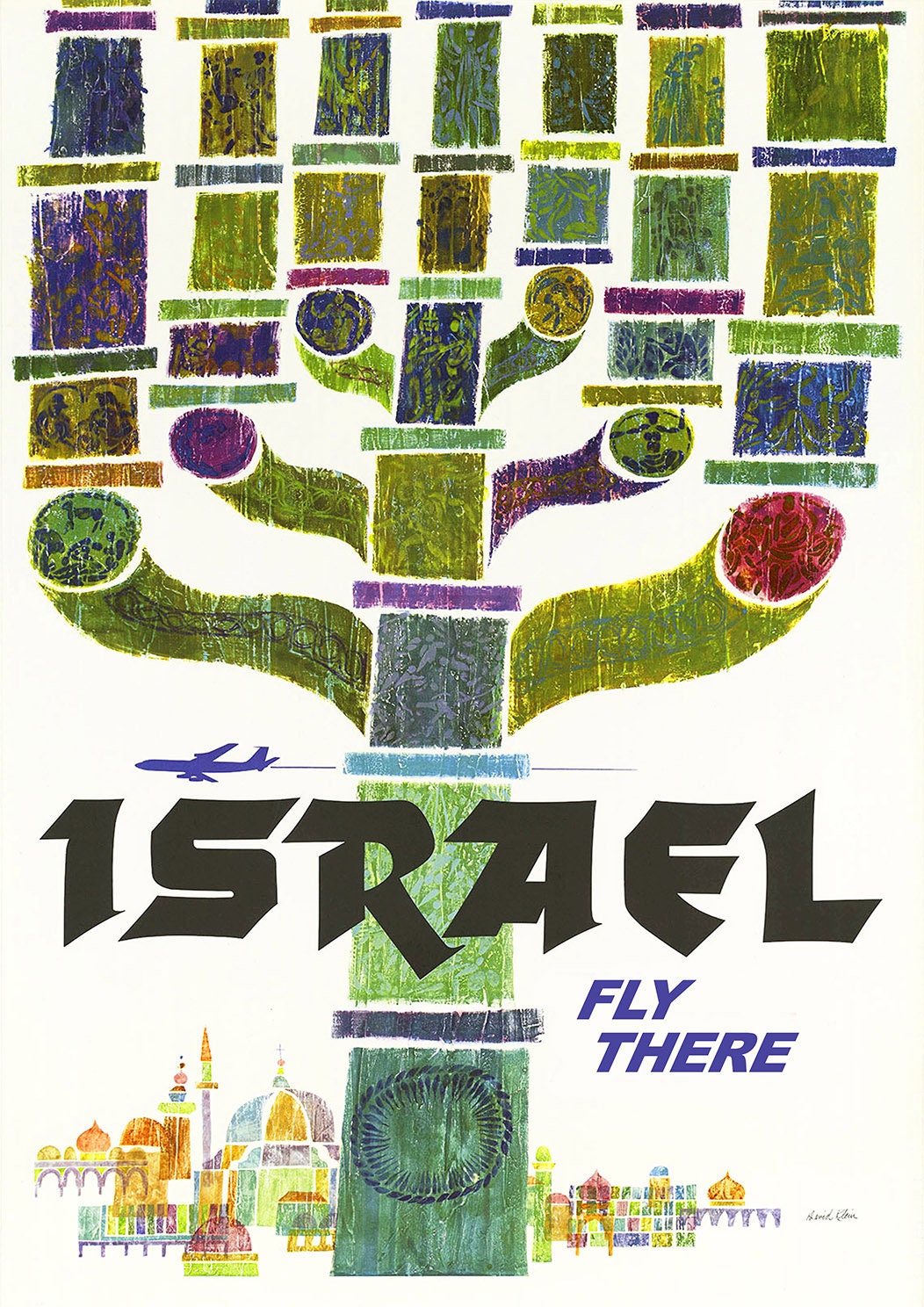 Israel Poster: Vintage Menorah Tree Travel Poster - Etsy
