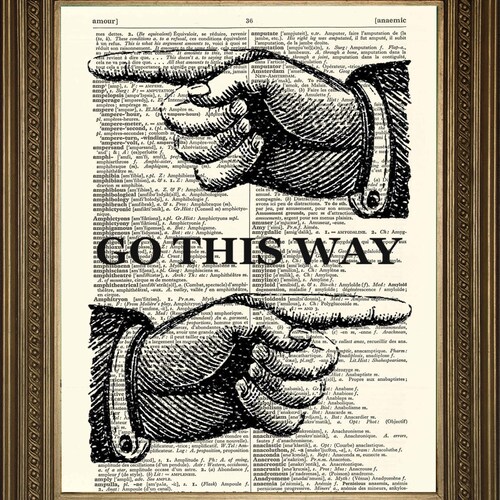Go This Way Print: Pointing Fingers Art Printed on Vintage - Etsy