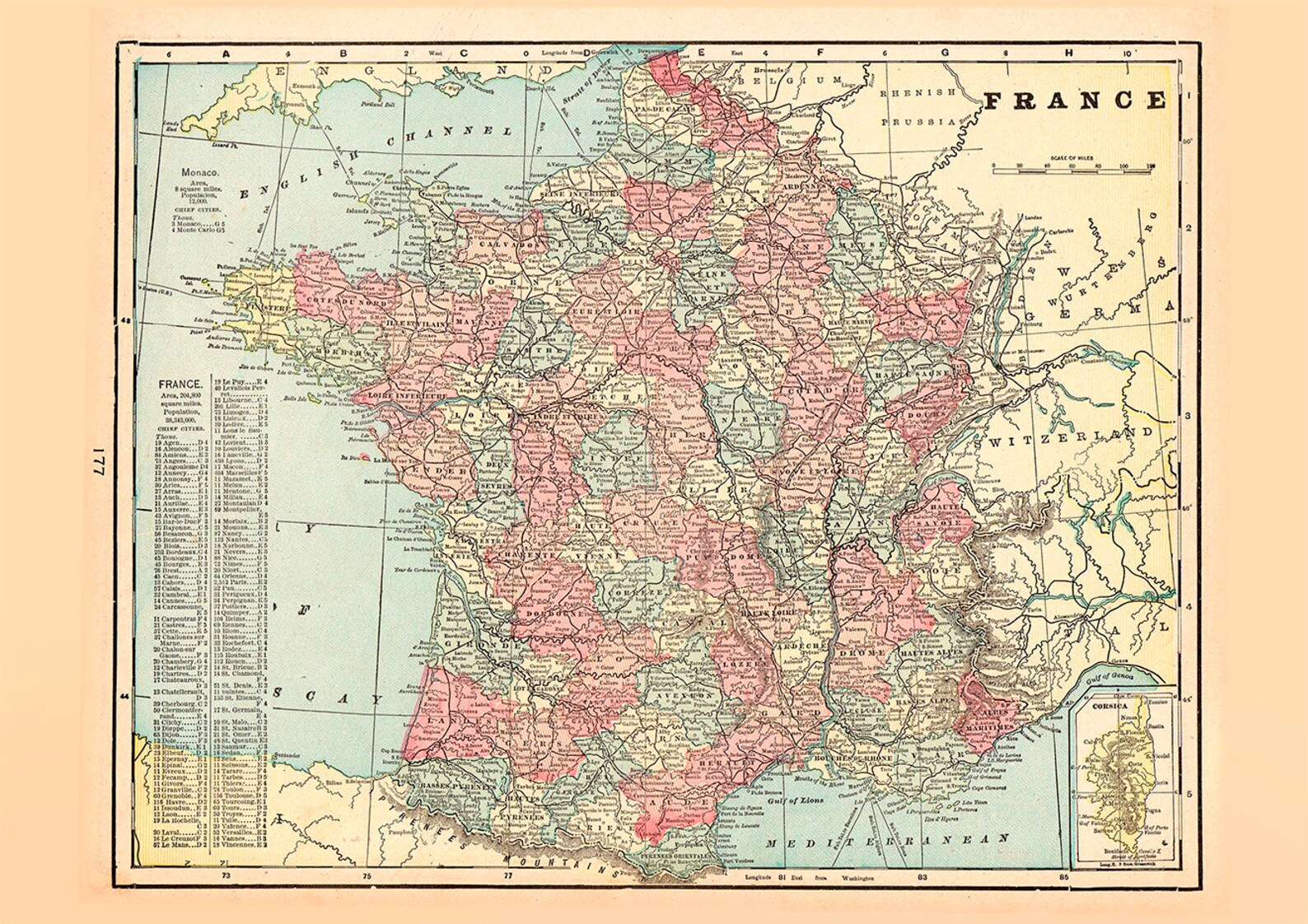 France Map Print: Vintage French Atlas Cartography | Etsy