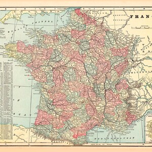 France Map Print: Vintage French Atlas Cartography - Etsy