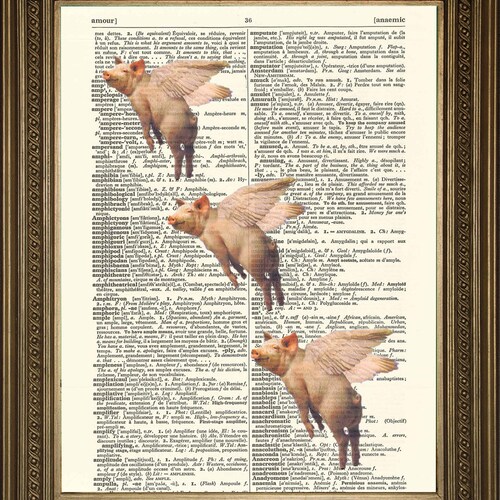 Flying Pigs Print: Quirky Animal Art Printed on Vintage - Etsy
