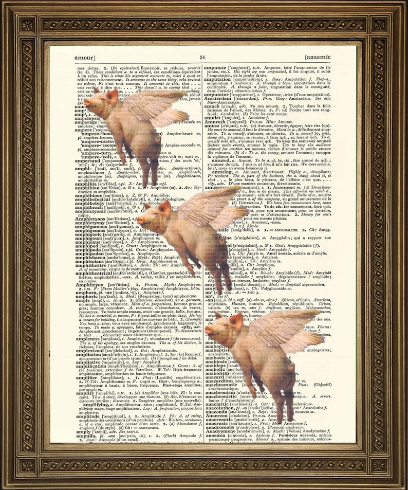 Flying Pigs Print: Quirky Animal Art Printed on Vintage - Etsy