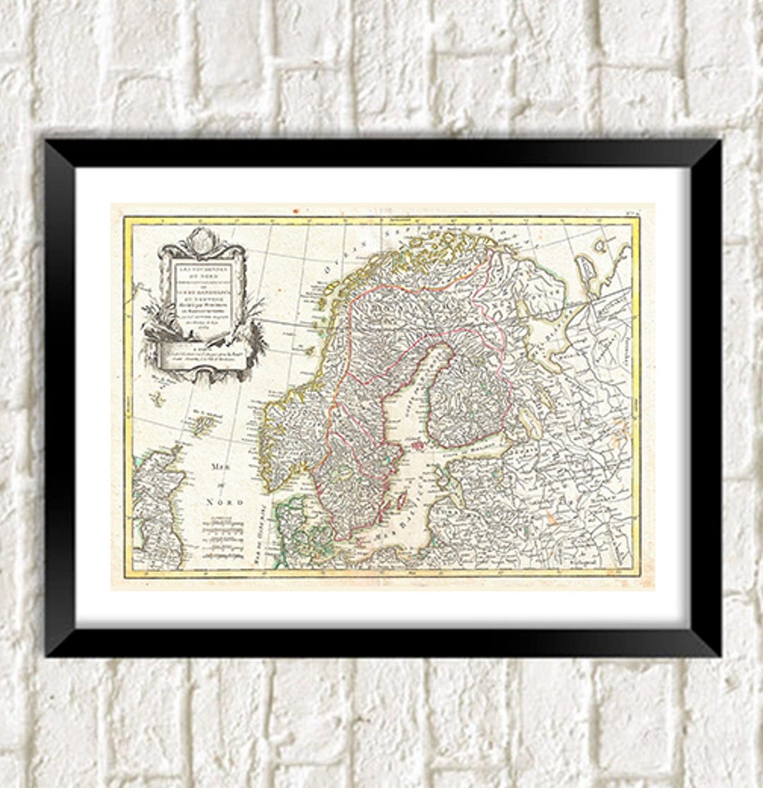 Scandinavia Map Print: Vintage Atlas Artwork of Sweden, Norway, Finland ...