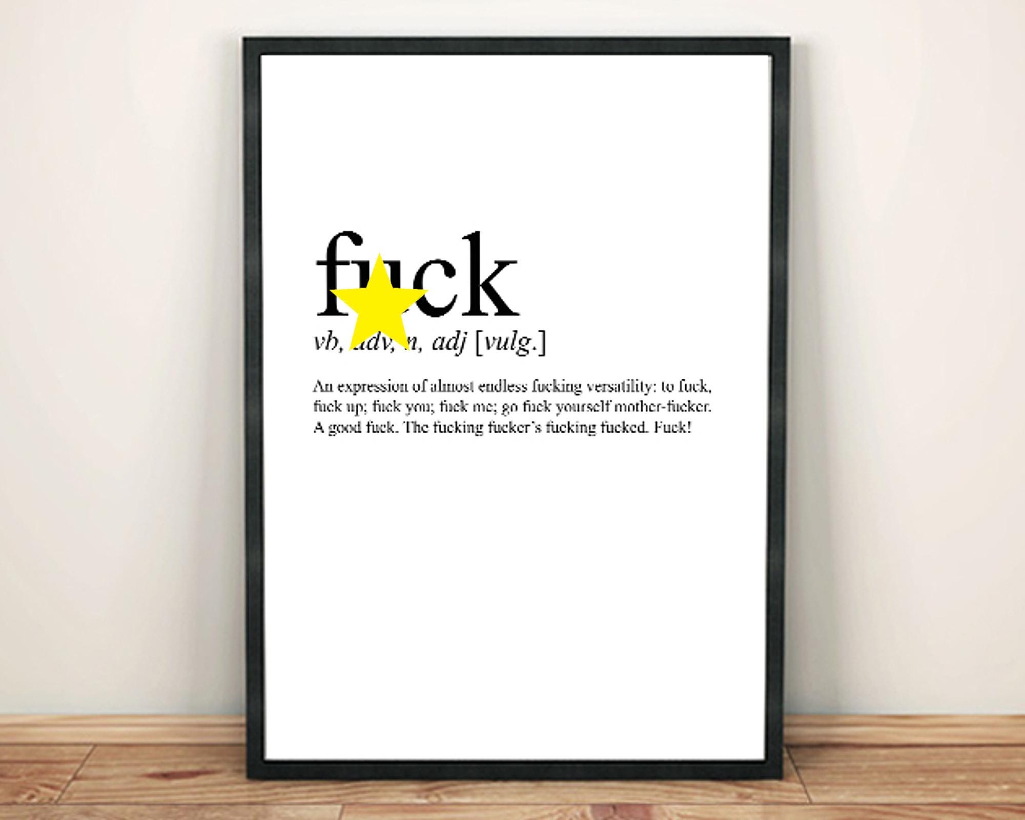 F*ck Print: Rude Swear Word Definition Typography Art - Etsy UK