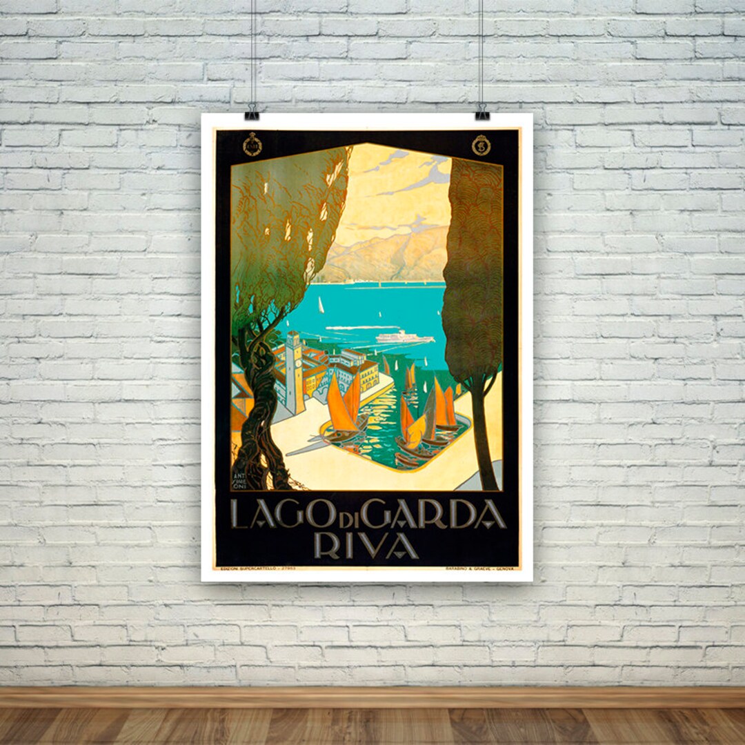 Lake Garda Poster: Vintage Lago Di Garda Riva Travel Print - Etsy