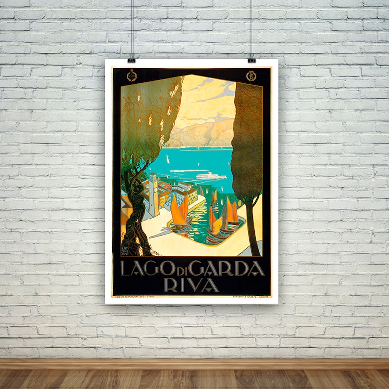 Lake Garda Poster: Vintage Lago Di Garda Riva Travel Print | Etsy