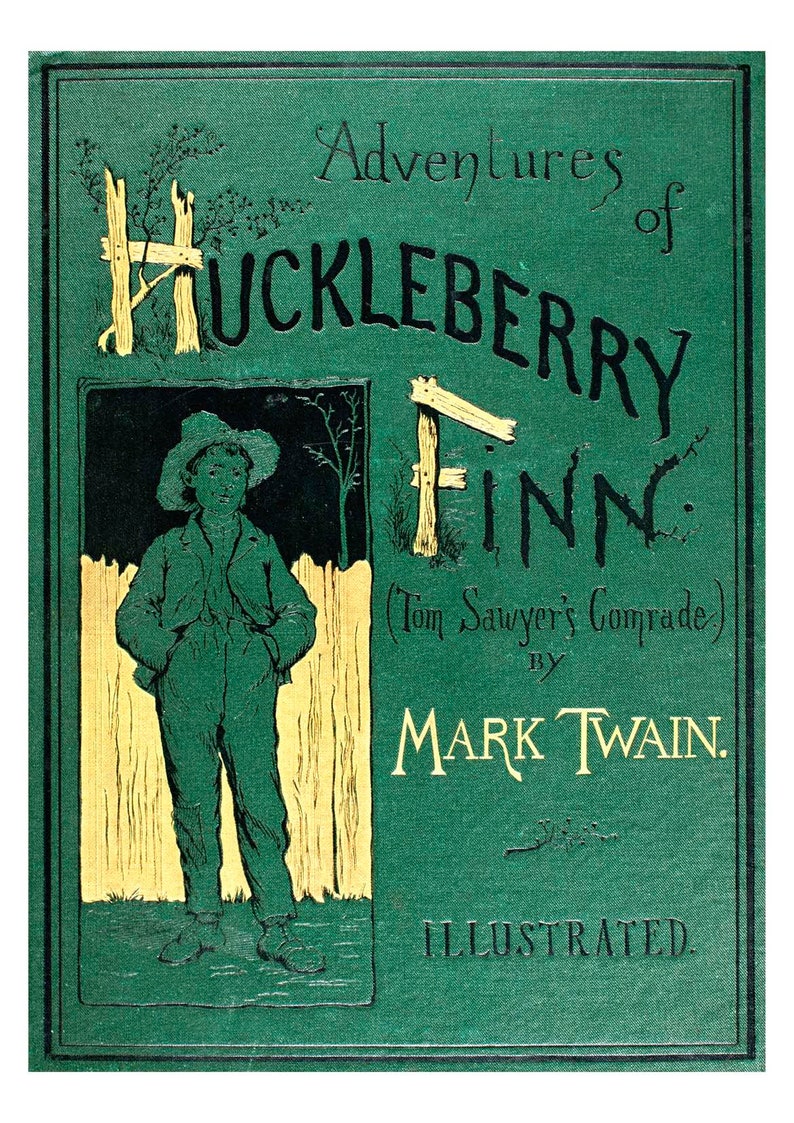 Huckleberry Finn Poster: Vintage Mark Twain Book Cover Art - Etsy