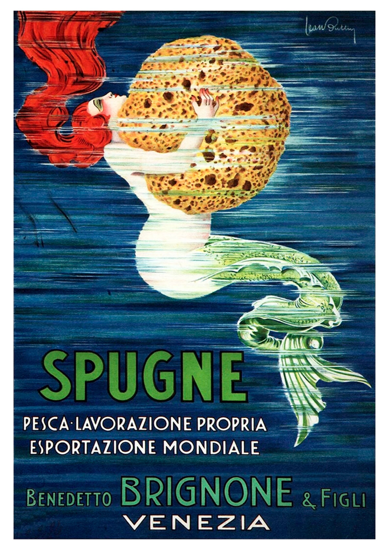 Spugne Mermaid Print: Vintage Italian Sponge Advert Poster - Etsy