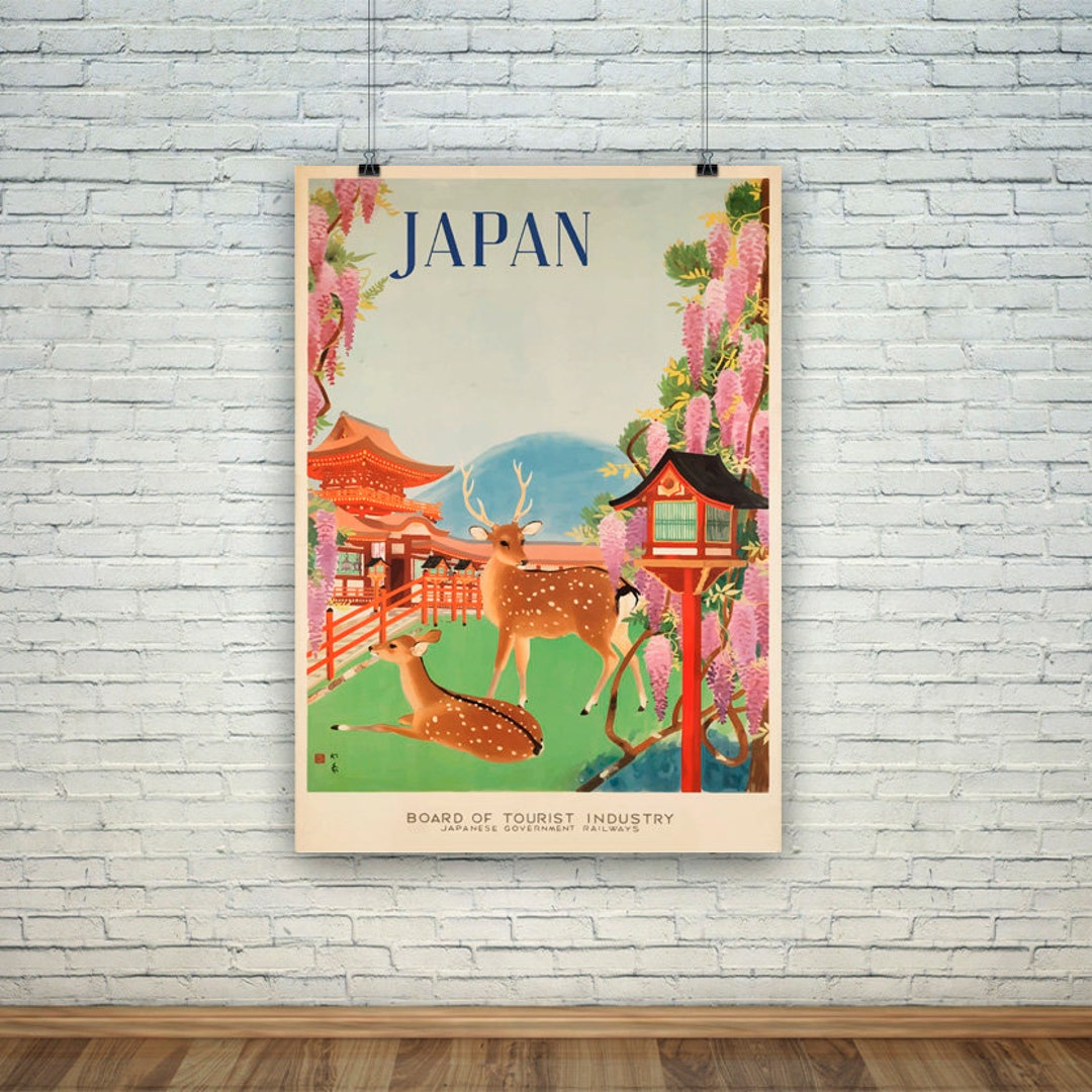 Japanese Deer Poster: Vintage Japan Tourism Print - Etsy