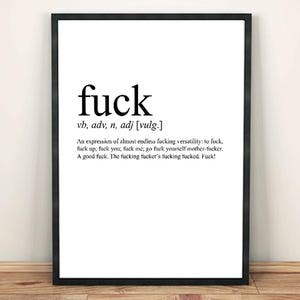 F*ck Print: Rude Swear Word Definition Typography Art - Etsy