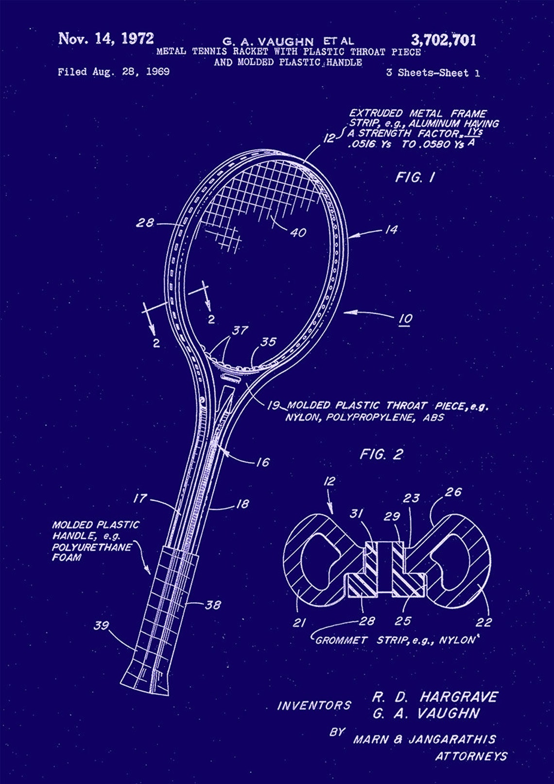 Tennis Patent Print: Sports Racket Blueprint Art - Etsy