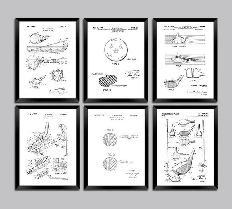 Golf Patent Prints: Golfing Clubs and Balls Sport Blueprints - Etsy
