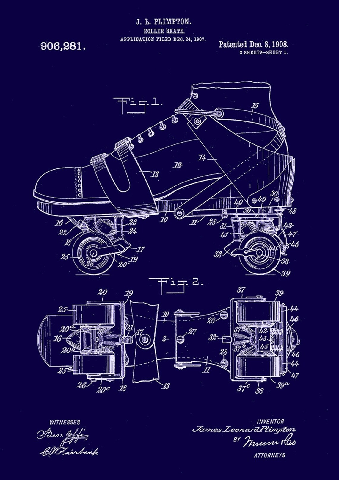 Rollerskating Patent Print: Skate Boot Blueprint Art - Etsy