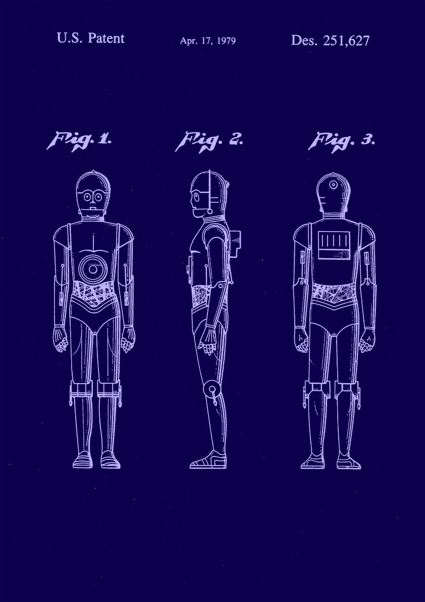 Star Wars Patent Prints: C-3PO R2-D2 and Yoda Blueprints | Etsy