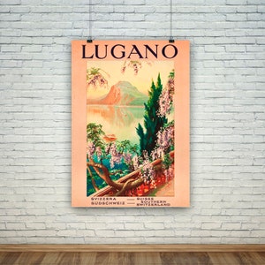 Lugano Poster: Vintage Swiss Travel Print - Etsy