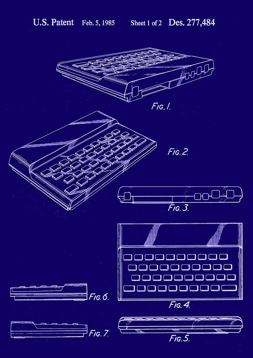 ZX Spectrum Computer Patent: Retro IT Technology Blueprint Art - Etsy
