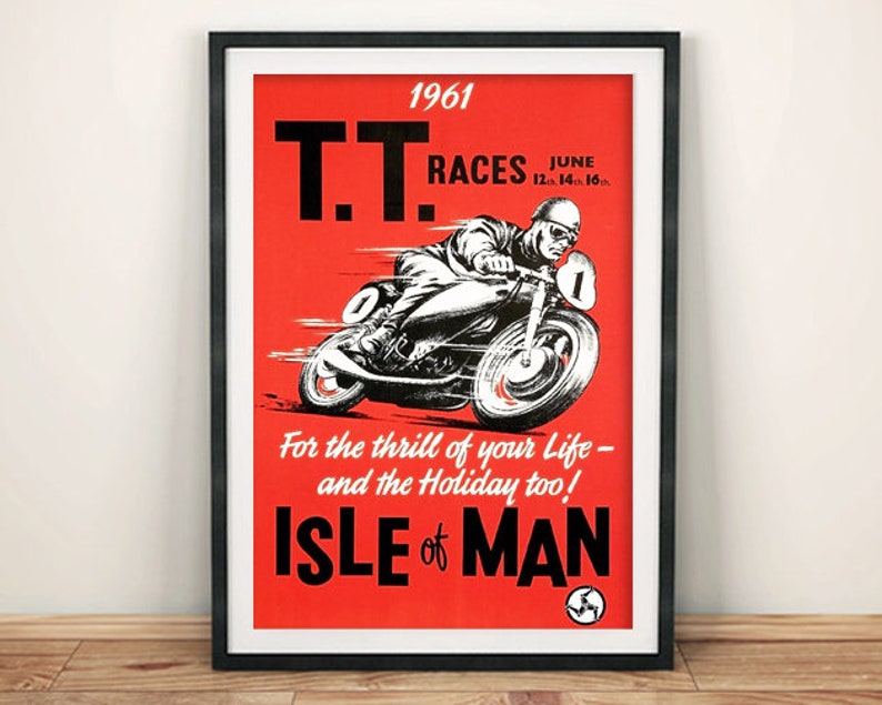 TT Races Poster: Vintage Isle of Mann Bike Racing Advert Print | Etsy
