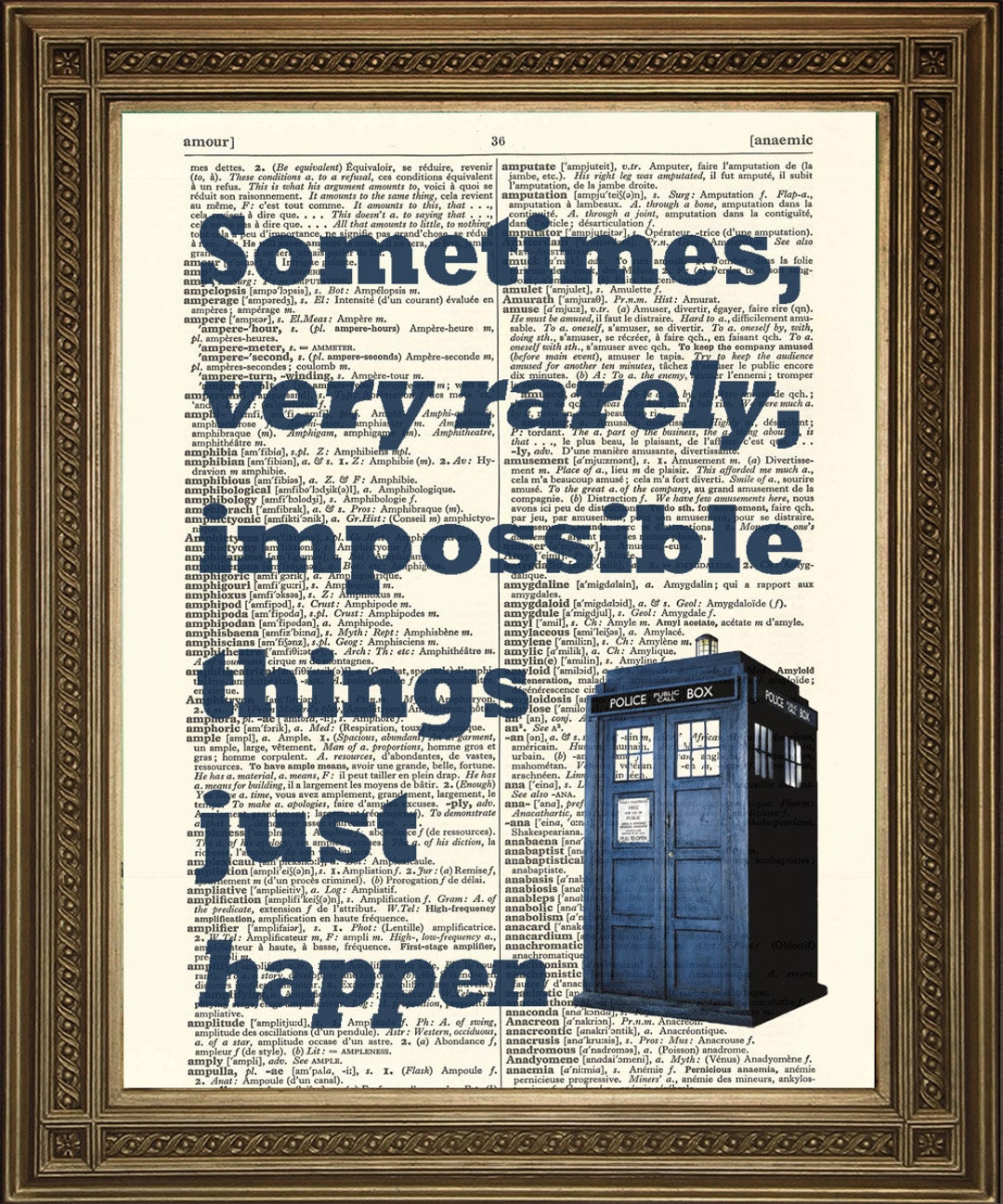Doctor Who Prints: Tardis Art With Quotations, Printed on Vintage ...