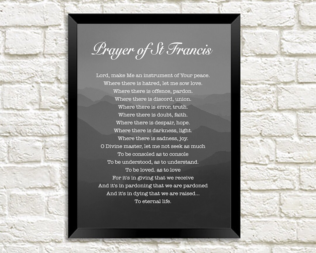 Prayer of St Francis Print: Christian Poetry Verse Art - Etsy