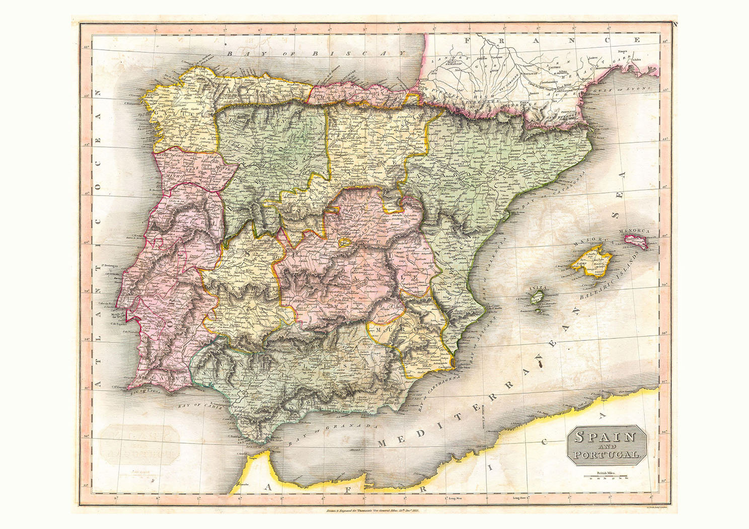 Impresión del mapa de Iberia: Obra de arte Vintage España y - Etsy México