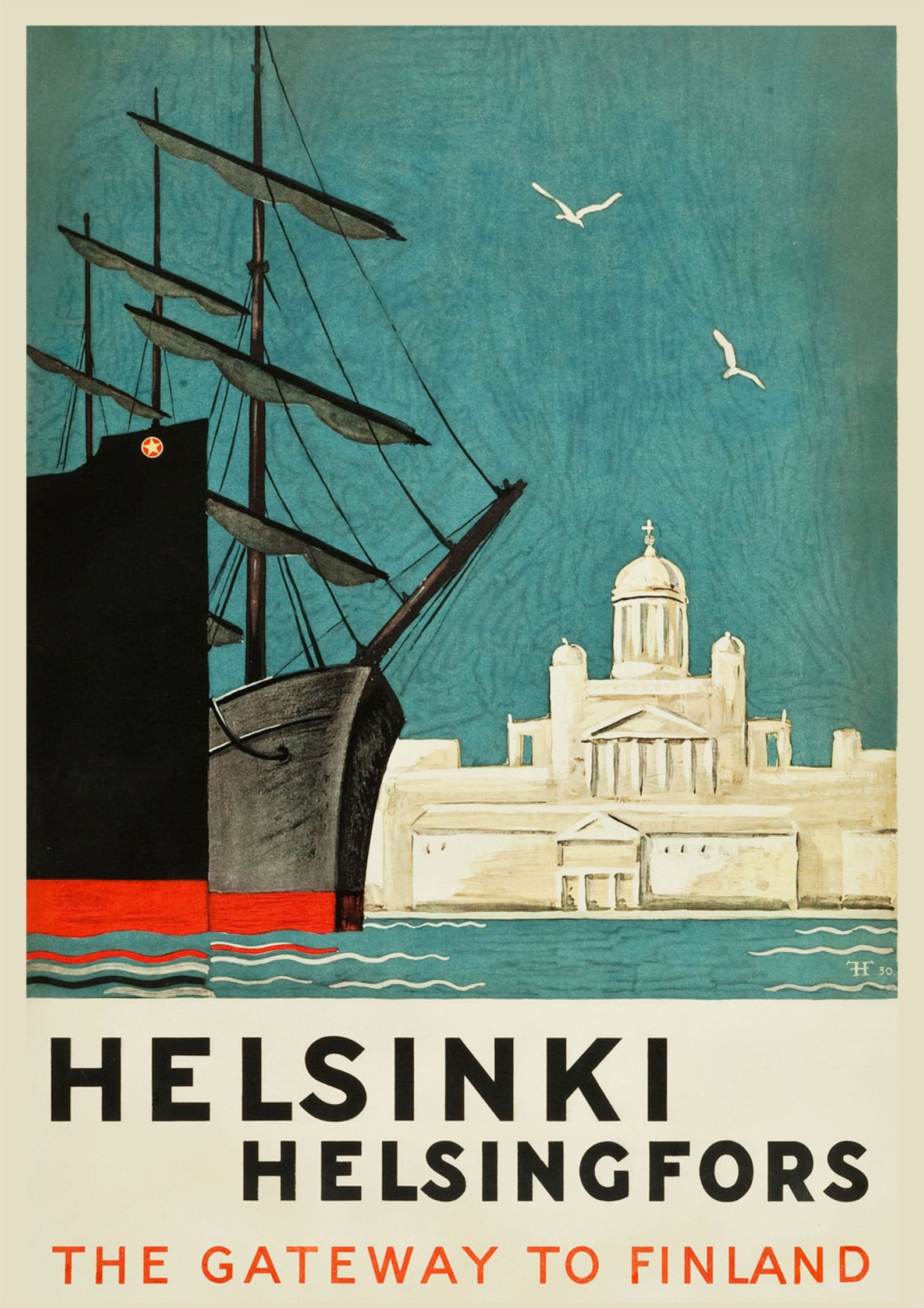 Helsinki Print: Vintage Finland Helsingfors Travel Poster - Etsy