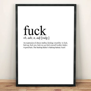 Fck Print: Rude Swear Word Definition Typography Art - Etsy