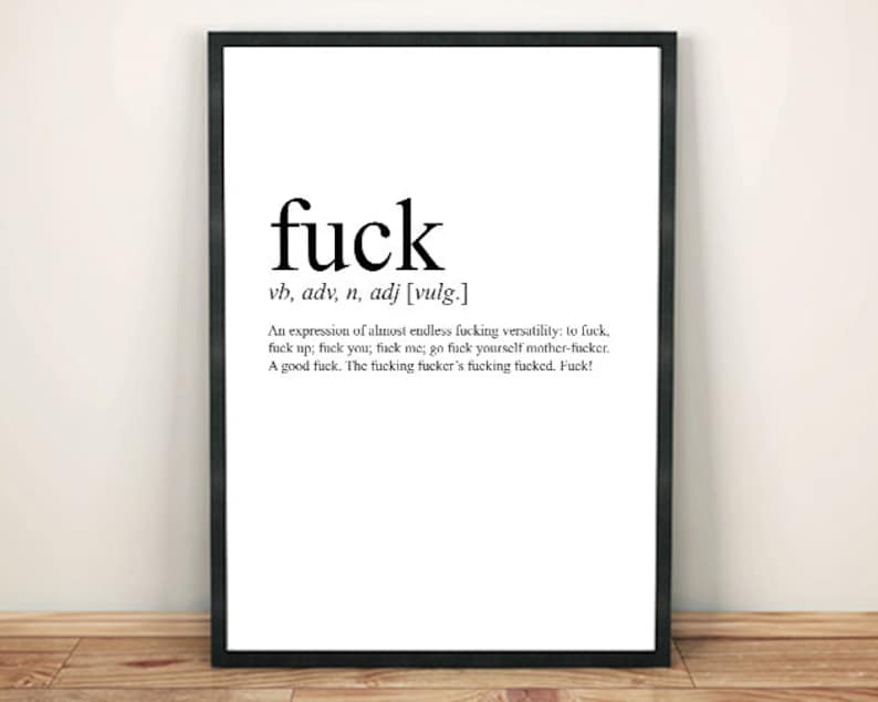 Fck Print: Rude Swear Word Definition Typography Art - Etsy UK