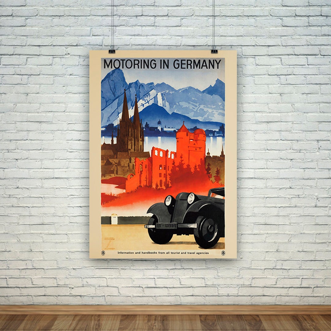 Germany Poster: Vintage Motoring Advert Travel Print - Etsy