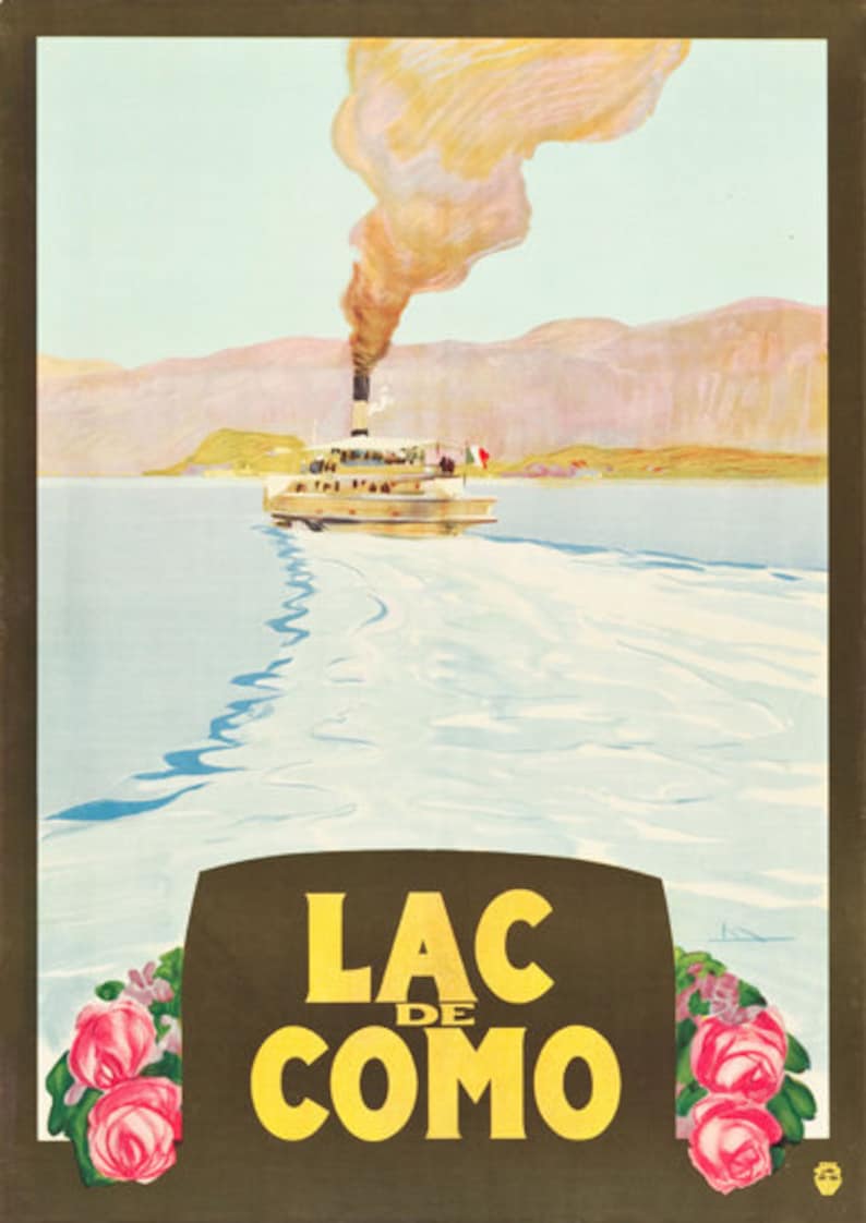 Lake Como Poster: Vintage Italian Tourism Travel Print - Etsy