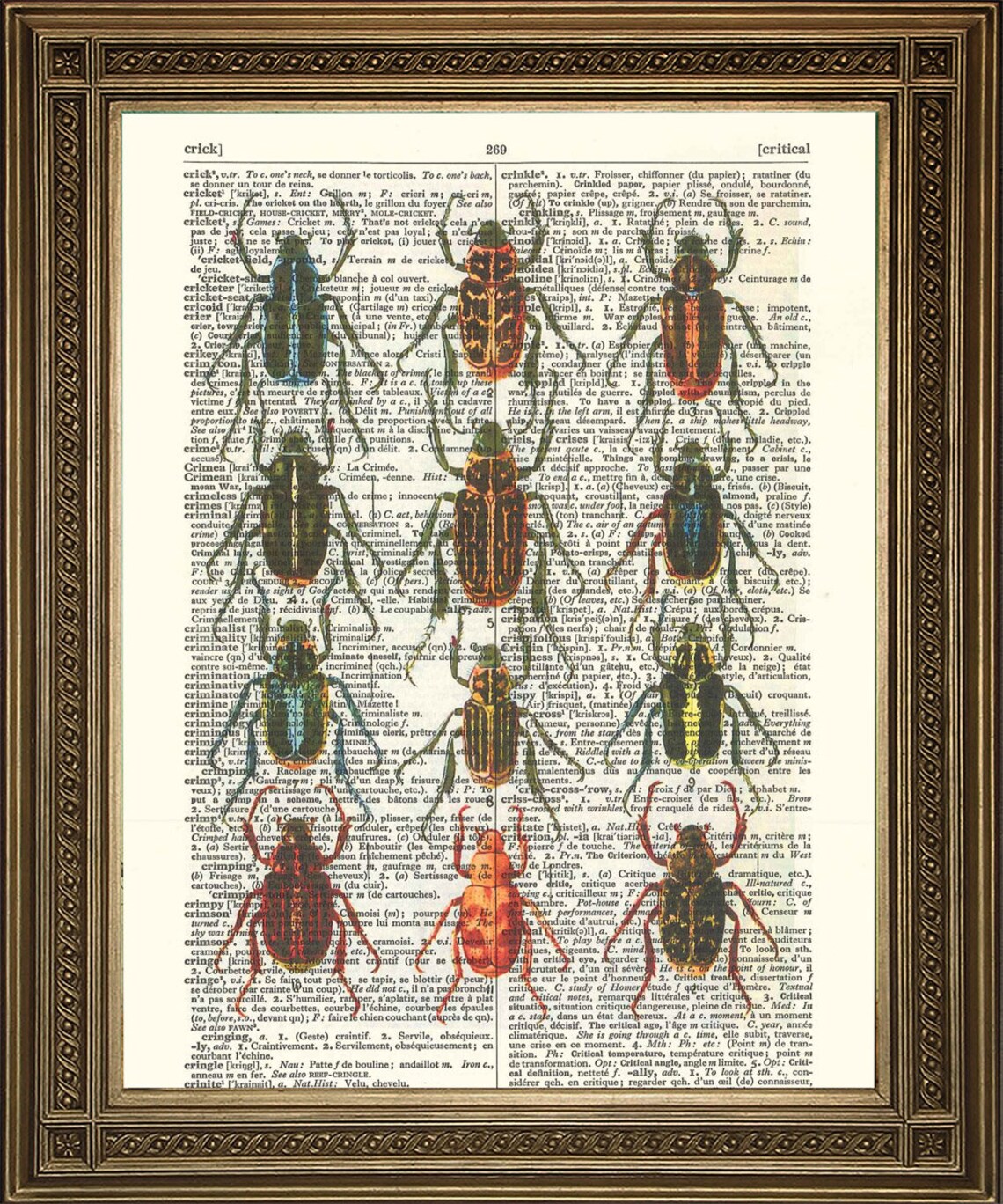 Bugs Print: Insect Art, Printed on Vintage Dictionary Pages - Etsy