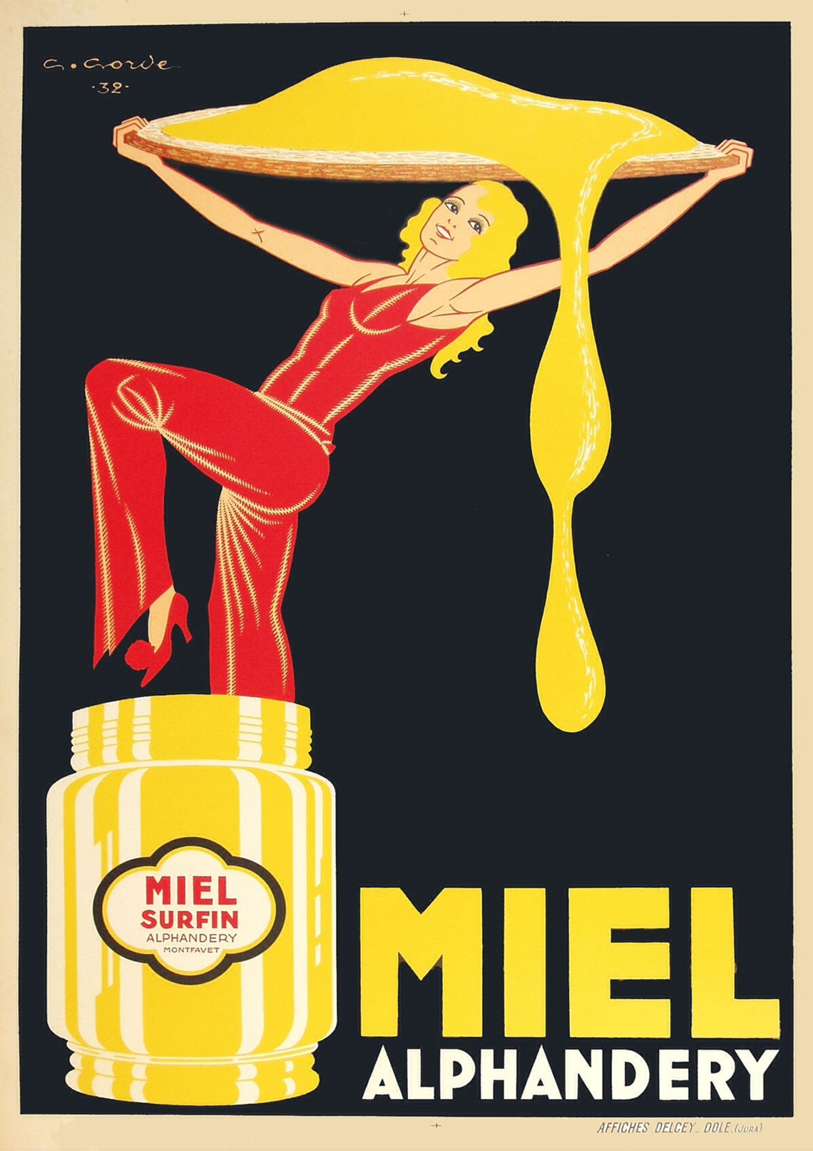 Miel Print: Vintage Honey Advert Poster - Etsy