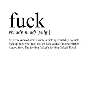 F*ck Print: Rude Swear Word Definition Typography Art - Etsy