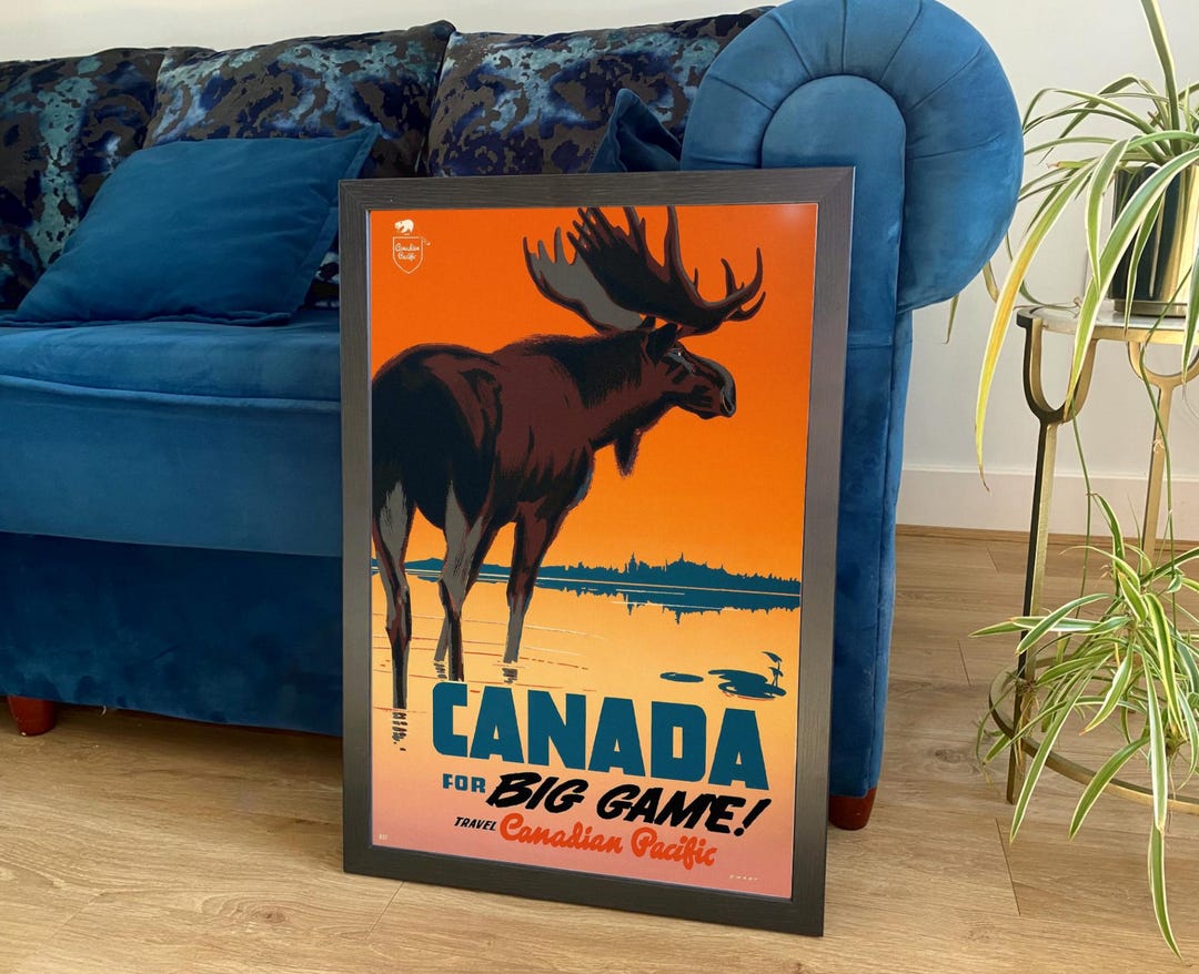 Canada Travel Poster: Vintage Big Game Hunting Moose Tourism Print - Etsy