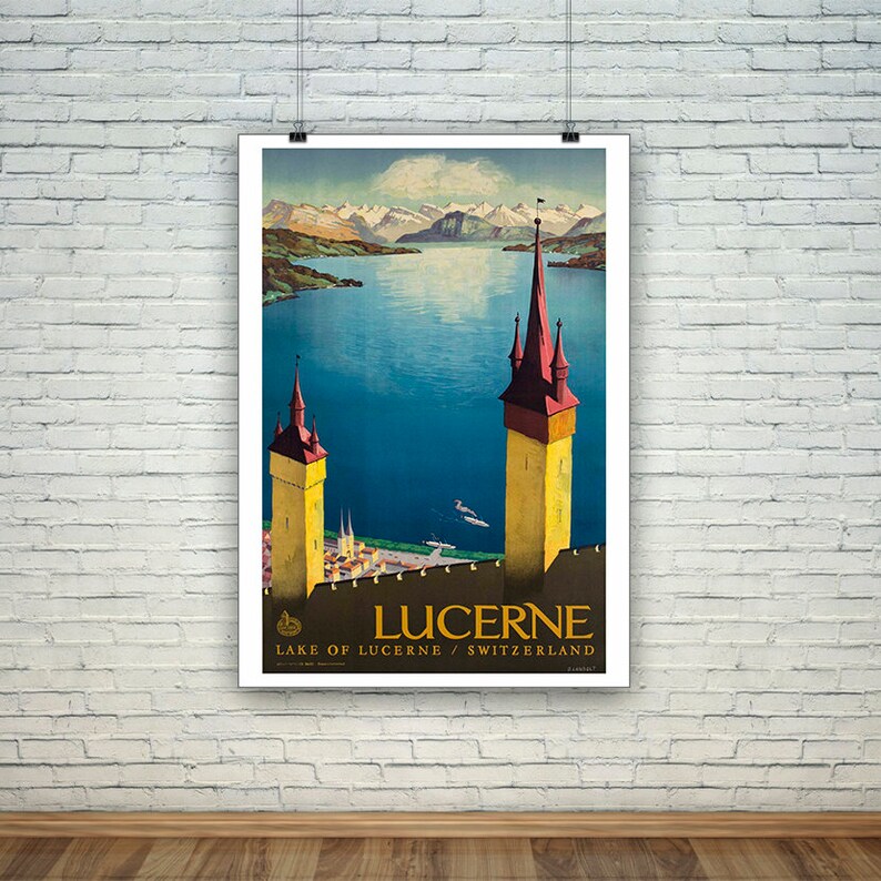 Lucerne Poster: Vintage Swiss Lake Travel Print | Etsy