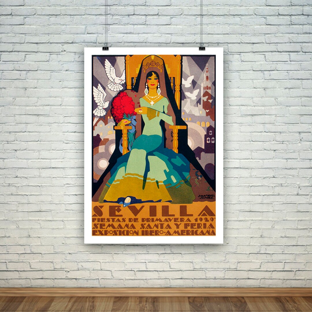 Seville Print: Vintage Spanish Fiesta Travel Poster - Etsy