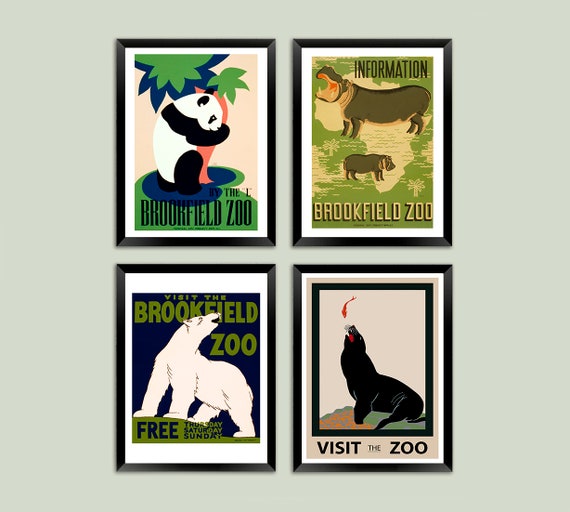 Zoo Posters: Visit the Brookfield Zoo Animal Themed Prints | Etsy UK
