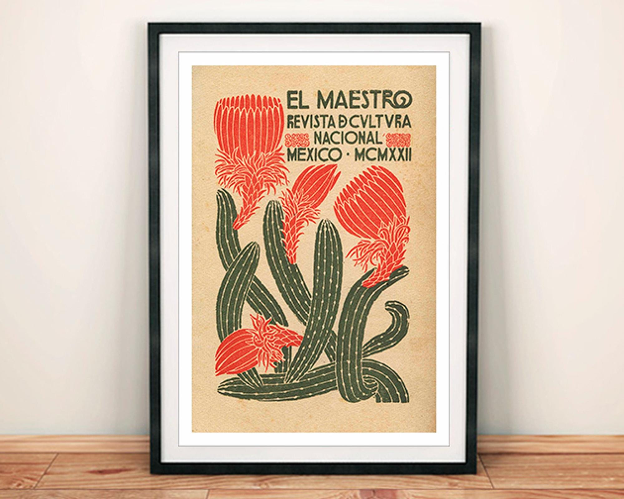 El Maestro Poster: Mexican Culture Exhibition Print With Cactus - Etsy