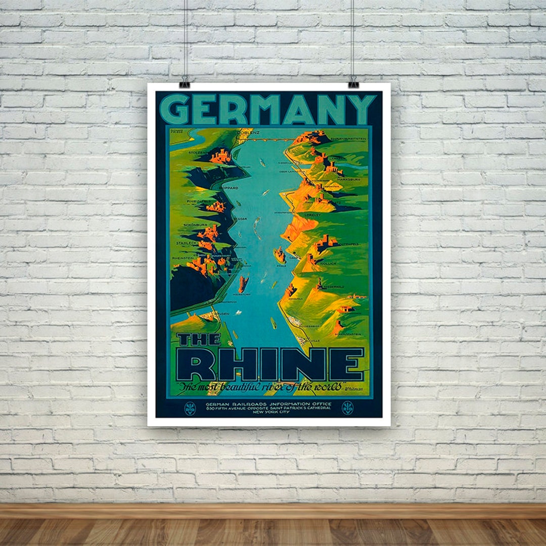 Germany Poster: Vintage Rhineland Holiday Travel Print - Etsy