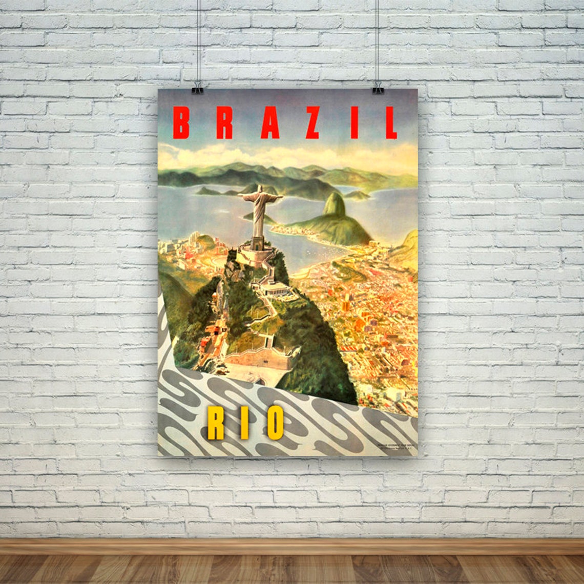 Rio De Janeiro Print: Vintage Brazil Travel Poster - Etsy