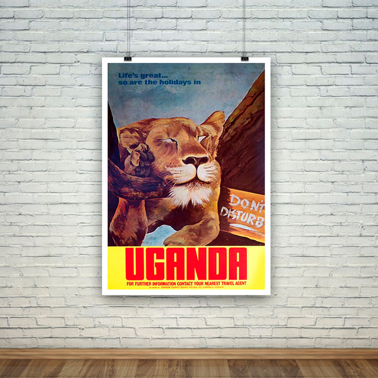 Uganda Poster: Vintage Africa Lion Travel Print - Etsy