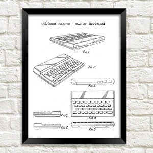 ZX Spectrum Computer Patent: Retro IT Technology Blueprint Art Poster ...