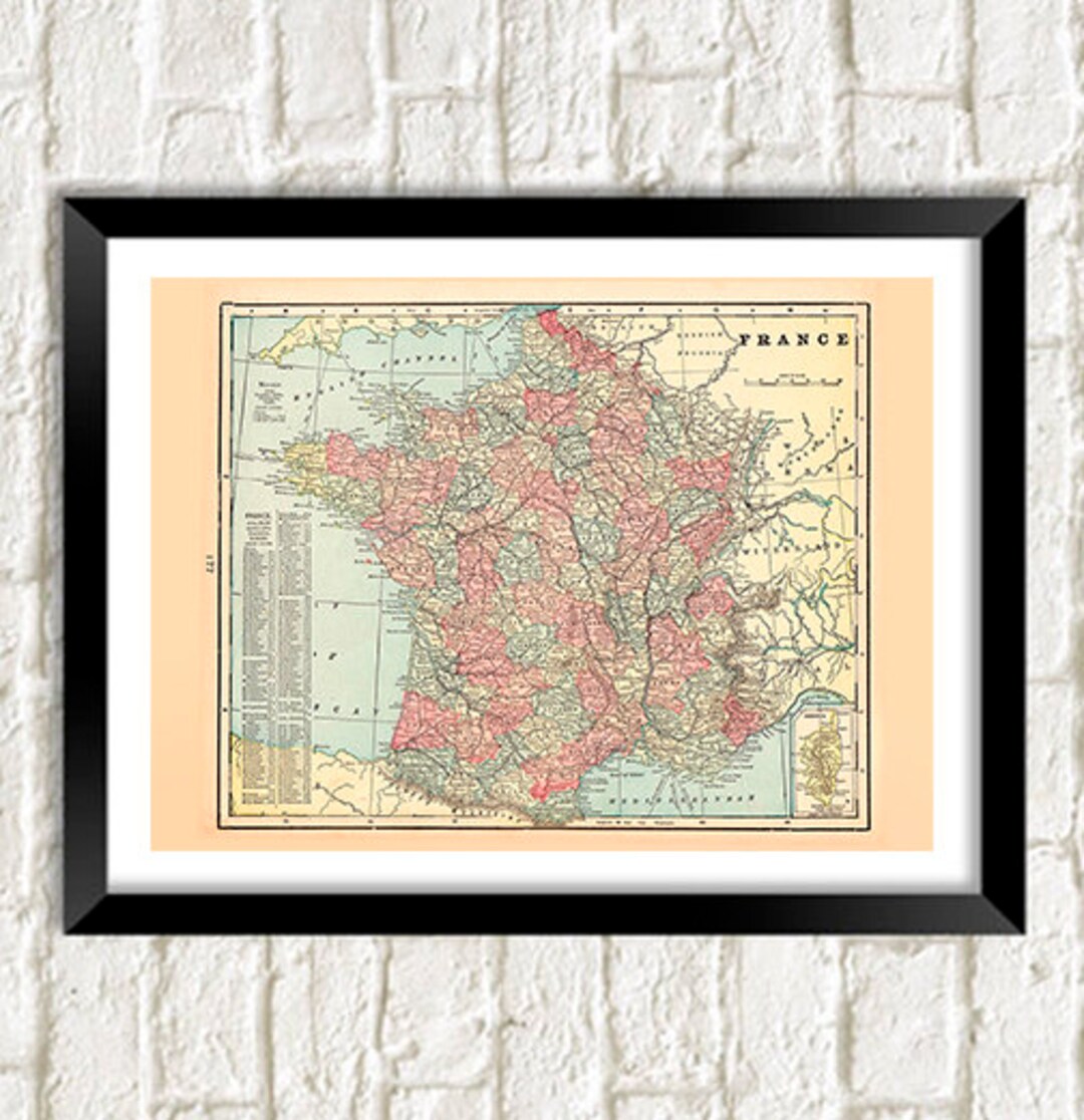 France Map Print: Vintage French Atlas Cartography - Etsy