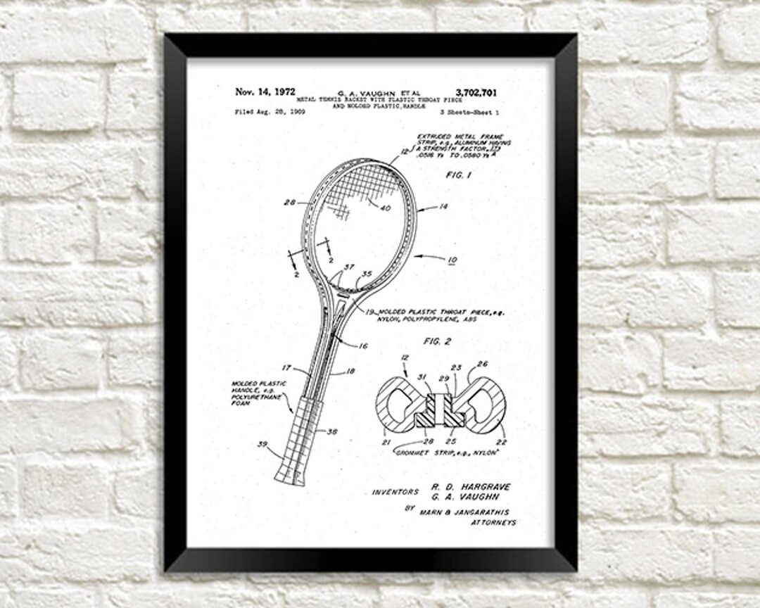 Tennis Patent Print: Sports Racket Blueprint Art - Etsy