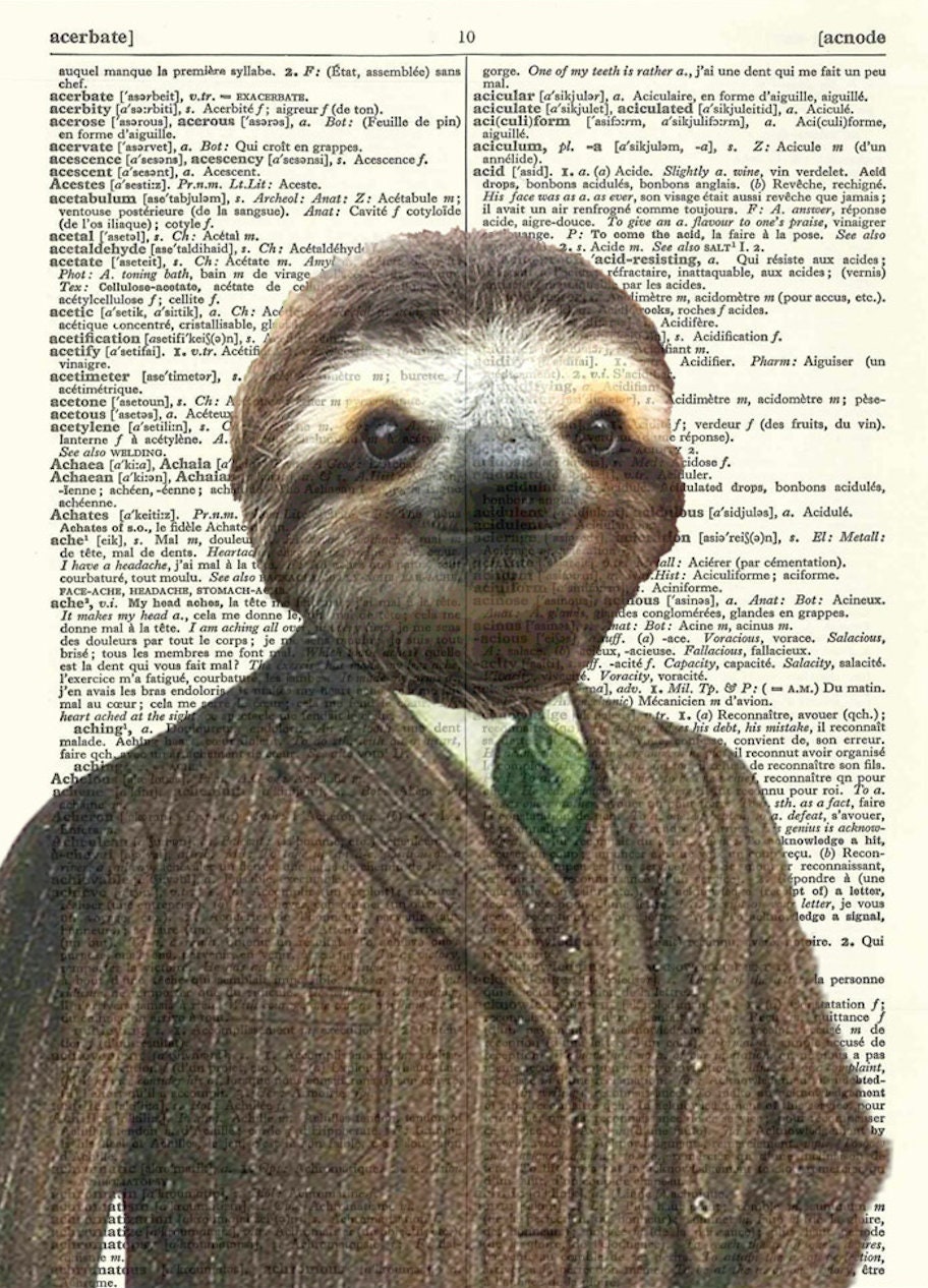 Animal Art Prints: Fun Creatures Printed on Vintage Dictionary - Etsy